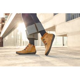 Rieker Damen Schn&uuml;rboots, Gr. 36, gelb, Lederimitat, Textil, unifarben mit Farbeins&auml;tzen, Schuhe, Stiefelette, High Top Sneaker mit