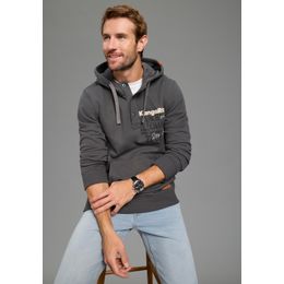 Kangaroos Herren Kapuzensweatshirt, grau, Gr. M, angeraute Sweatware, Obermaterial: 80% Baumwolle, 20% Polyester. Kapuzenfutter: 80% Baumwolle, 20%
