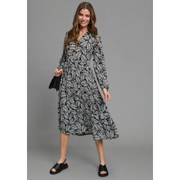 Laura Scott Damen Maxikleid, schwarz-wei&szlig;, Gr. 38, bedruckt, Web, Obermaterial: 100% Viskose, Kleider, f&uuml;r Business, Casual, Fr&uuml;hling und Party, aus