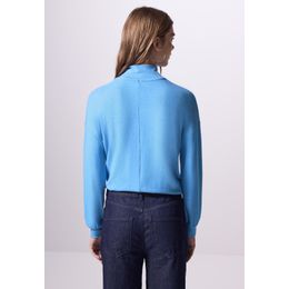 Damen Langarmshirt, blau, Gr. 44, STREET ONE STUDIO, unifarben, Stoff, 80% Viskose, 15% Polyester, 5% Elasthan, Shirts, aus softem Materialmix