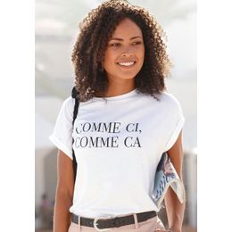 Buffalo Damen T-Shirt, wei&szlig;, Gr. 32, Jersey, Obermaterial: 100% Baumwolle, Shirts, mit Print, Kurzarmshirt aus Baumwolle, lockere Passform