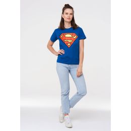 logoshirt Damen T-Shirt "Superman Logo", blau, Gr. XL, bedruckt, 100% Baumwolle, Shirts, mit trendigem Superhelden-Print
