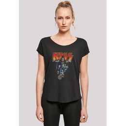 F4NT4STIC Damen T-Shirt "Kiss Rock Band Neon", schwarz, Gr. XS, Obermaterial: 100% Baumwolle, Shirts, Premium Qualit&auml;t, Musik, By Rock Off