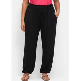 sheego Damen Schlupfhose, schwarz, Gr. 54, unifarben, 95% Viskose, 5% Elasthan, Hosen