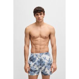 BOSS Herren Badeshorts "Piranha", blau, Gr. S, Microfaser, Obermaterial: 100% Polyester, Badehosen, mit buntem Alloverdruck