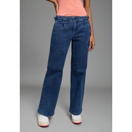 Arizona Damen Weite Jeans, blau, Gr. 34, unifarben, Denim/Jeans, Obermaterial: 98% Baumwolle, 2% Elasthan, Jeans, weite Beinweite, normale Leibh&ouml;he,