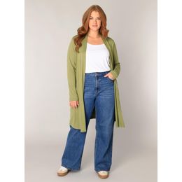 Damen Longstrickjacke "Ayla Long"gr&uuml;n, Gr. 48, Base Level Curvy, Strick, Obermaterial: 94% Viskose, 6% Elasthan, Strickjacken, Gro&szlig;e Gr&ouml;&szlig;en