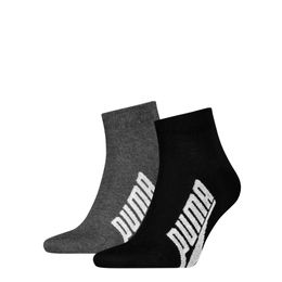 Kurzsocken Puma "Puma UNISEX BWT LIFESTYLE QUARTER", Damen, Gr. 39-42, schwarz, wei&szlig;, Baumwollmischung, normal, Socken, mit gro&szlig;em Logoschriftzug