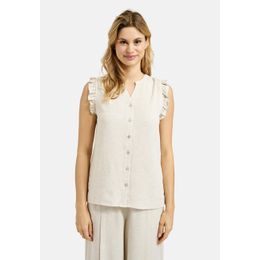 Smith & Soul SMITH & SOUL Damen Blusentop, beige, Gr. M, unifarben, Web, Material: 70% Viskose, 30% Leinen, Blusen, mit R&uuml;ckenpasse