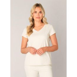 T-Shirt Base Level "Tilly", Damen, Gr. 38, sand, Single Jersey, Obermaterial: 75% Polyamid, 25% Elasthan, tailliert h&uuml;ftbedeckend, V-Ausschnitt, Shirts T-Shirt, mit V-Ausschnitt
