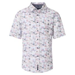 Casamoda Herren Kurzarmhemd "Casamoda Freizeithemd Kurzarm Print", blau, Gr. L, bedruckt, 100% Baumwolle, Hemden