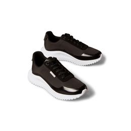 Damen Sneaker "EVA RUNNER LACE UP MAT MIX", Calvin Klein Jeans, Gr. 39schwarz, anthrazit, Lederimitat, Textil, unifarben mit Farbeinsatz, Schuhe,