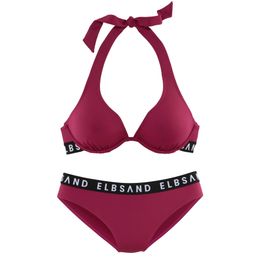ELBSAND Damen B&uuml;gel-Bikini, pink, Gr. 38, unifarben mit Farbeinsatz, Recycling-Polyamid, Bikini-Sets, mit Markenschriftz&uuml;gen in Kontrastfarbe