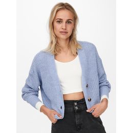 Only Damen Strickjacke "ONLCAROL NICE L/S CARDIGAN KNT NOOS", blau, Gr. S, unifarben, Strick, Obermaterial: 100% Polyacryl, Strickjacken, Kunstfaser,