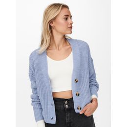 Only Damen Strickjacke "ONLCAROL NICE L/S CARDIGAN KNT NOOS", blau, Gr. XS, unifarben, Strick, Obermaterial: 100% Polyacryl, Strickjacken,