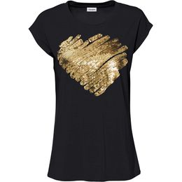 bonprix Damen T-Shirt "Shirt aus Viskose-Mix", schwarz, Gr. 48, Obermaterial: 60% Polyester, 40% Viskose, Shirts, l&auml;ssig geschnittene Passform,