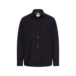 Camel Active Herren Langarmhemdschwarz navy, Gr. S, unifarben, Web, Obermaterial: 100% Baumwolle, Hemden, Overshirt mit Druckkn&ouml;pfen