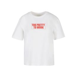 MISS TEE Damen T-Shirt "Miss Tee Too Pretty To Work Tee"wei&szlig;, Gr. S, bedruckt, 100% Baumwolle, Shirts