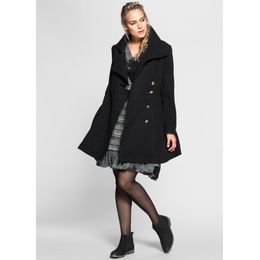 Damen Kurzmantel, schwarz, Gr. 50, unifarben, unifarben mit Farbeinsatz, unifarben mit Farbeins&auml;tzen, 70% Polyester, 27% Viskose, 3% Elasthan, M&auml;ntel