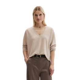 Marc O'Polo MARC O'POLO Damen Strickpullover "aus Merinowolle-Viskose-Mix"linen beige, Gr. XXL, unifarben, Obermaterial: 59% Schurwolle, 40% Viskose, 1%