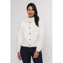 Rino & Pelle Strickjacke RINO & PELLE "BUBBLY", Damen, Gr. S (36), snow wei&szlig;, Web, Obermaterial: 59% Polyamid, 26% Polyester, 15% Viskose, normal h&uuml;ftbedeckend, Rundhals, Strickjacken Strickjacke, mit flauschiger Optik