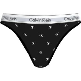 Tanga "HIGH LEG TANGA", Damen, Gr. M (38), diamond logo schwarz, Jersey, Obermaterial: 53% Baumwolle, 35% Modal, 12% Elasthan, Calvin Klein Underwear, gemustert, k&ouml;rpernah, Unterhosen Tanga, K&ouml;rpernahe Passform mit elastischem Bund