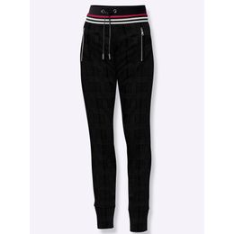 Inspirationen Damen Jogger Pants, schwarz, Gr. 44, unifarben, 85% Polyester, 12% Viskose, 3% Elasthan, Hosen