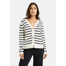 Smith & Soul SMITH & SOUL Damen Strickjacke, schwarz-wei&szlig;, Gr. XL, gestreift, Feinstrick, Obermaterial: 80% Viskose, 20% Polyamid, Strickjacken, mit V-Ausschnitt,
