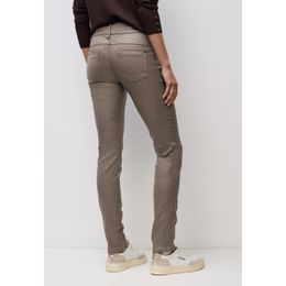 Street One Damen Lederimitathose, beige, Gr. 34, unifarben, Stoff, 79% Viskose, 18% Nylon, 3% Elasthan, Hosen, mit Coating