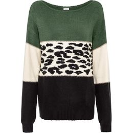 bonprix Damen Strickpullover "Oversize-Pullover", schwarz, Gr. 32, gemustert, Strick, Obermaterial: 75% Polyacryl, 22% Polyester, 3% Elasthan,