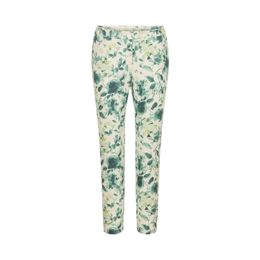 GOLDNER Damen Stoffhose "Jerseyhose mit floralem Design", wei&szlig;, Gr. 46, Obermaterial: 95% Polyester PES. 5% Elasthan EL., Hosen, pflegeleichte