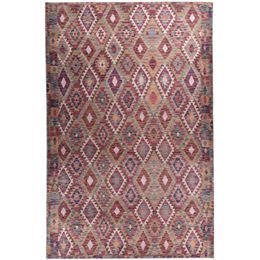 Teppich Gino Falcone, B:140cm H:3mm L:200cm, bunt, Kunstfaser, Wohnzimmer, Teppiche, "Cecilia 27593", Flachgewebe, bedruckt, Rauten Design, auch als