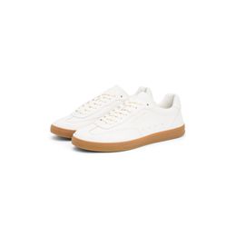 Tommy Hilfiger Herren Sneaker "TH LO LUX LTH", Gr. 44wei&szlig;, Nappaleder, unifarben, Schuhe, Freizeitschuh, Halbschuh, Schn&uuml;rschuh mit honigfarbener