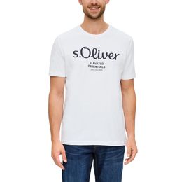 s.Oliver Herren T-Shirt, wei&szlig;, Gr. L, bedruckt, Single Jersey, Obermaterial: 100% Baumwolle, Shirts, mit Logo-Print
