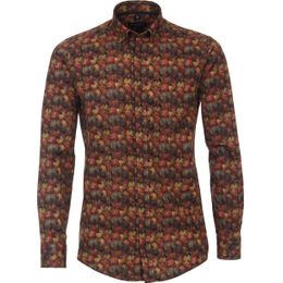 Casamoda Herren Langarmhemd "Casamoda Freizeithemd Langarm Print", orange, Gr. M, bedruckt, 100% Baumwolle, Hemden