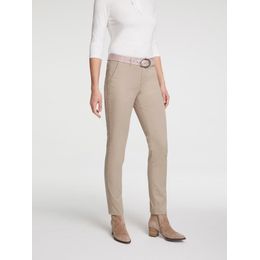 Damen Chinohose, grau, Gr. 44, Linea Tesini BY HEINE, unifarben, 98% Baumwolle, 2% Elasthan, Hosen