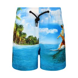 ZIGZAG Kinder Badeshorts "Tino", blau, Gr. 110, bedruckt, 92% Polyester, 8% Elasthan, Badehosen, mit sommerlichem Print