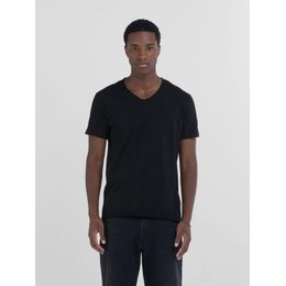 Replay Herren V-Shirt, schwarz, Gr. XL, Jersey, Obermaterial: 100% Baumwolle, Shirts