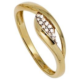 Jobo Damen Goldring, 56, Gelbgold 333, gold, Gelbgold 333, Fingerringe, 333 Gold bicolor mit 13 Zirkonia
