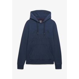 Superdry Herren Kapuzensweatshirt "ATHLETIC EMBOSS RELAXED HOOD"french navy, Gr. S, unifarben, angeraute Sweatware, Obermaterial: 100% Baumwolle,