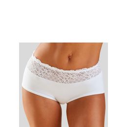 Damen Panty, NUANCE BY LASCANA, Gr. 52, wei&szlig;, Jersey, Obermaterial: 85% Baumwolle, 10% Polyamid, 5% Elasthan, Unterhosen, mit floralem Spitzenbund,