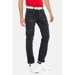 Cipo & Baxx CIPO & BAXX Herren Regular-fit-Jeans "Jeans", schwarz, Gr. 42, unifarben, 87% Baumwolle, 11% Polyester, 2% Elasthan, Jeans, in Regular-Fit, CD-193