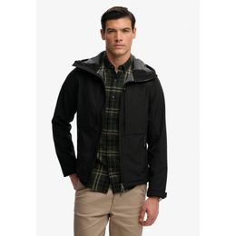 Superdry Herren Outdoorjacke "HOODED SOFTSHELL TREKKER JKT"schwarz, Gr. XXXL, unifarben, Web, Obermaterial: 90% Polyester, 10% Elasthan, Jacken, mit
