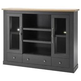 Highboard OTTO HOME "Westminster S", dunkelgrau, wotan eiche, B:160cm H:122cm T:41cm, Sideboards, Highboard, im angesagten Landhaus-Look