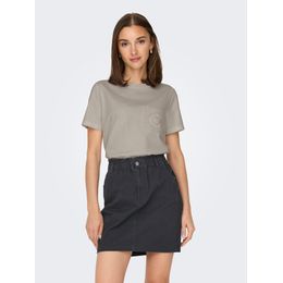 Jacqueline de Yong JDY Damen Kurzarmshirt "JDYSELMA S/S CROCHET POCKET TOP JRS NOOS", grau, Gr. XL, unifarben, Jersey, Obermaterial: 100% Baumwolle, Shirts