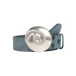 Damen Lederg&uuml;rtel, blau, Gr. 105, RETTUNGSRING G&Uuml;RTEL, unifarben, Leder, G&uuml;rtel, mit austauschbarer Schlie&szlig;e &raquo;Muschel Rund Silber&laquo;