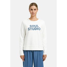 Smith & Soul SMITH & SOUL Damen Sweater, wei&szlig;, Gr. XS, bedruckt, Sweatware, Material: 70% Baumwolle, 20% Modal, 10% Polyester, Sweatshirts, mit Seitenschlitze