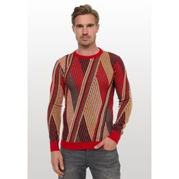 Rusty Neal Herren Strickpullover, rot, Gr. XXXL, mehrfarbig, 70% Polyacryl, 30% Baumwolle, Pullover, im Colorblock-Design