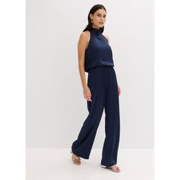 bonprix Overall aus strukturiertem Satin, blau, Gr.48, Modern und feminin: Neckholder-Overall aus strukturiertem Satin im Boxy-Shape und leicht ausgestellt