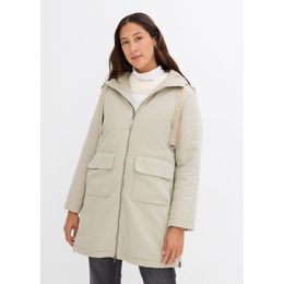 bonprix warm wattierter Winterparka mit Teddyfutter in Kapuze, beige, mit Baumwolle
